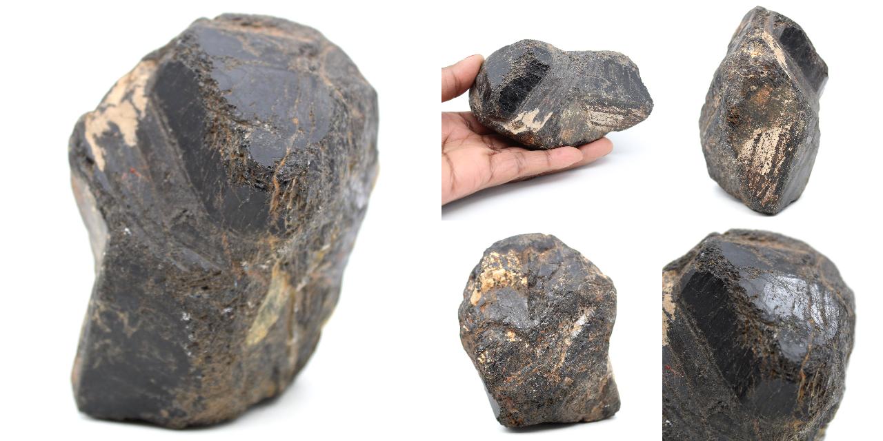 Zwarte toermalijn steen Madagaskar 600gr 100mm | 42€